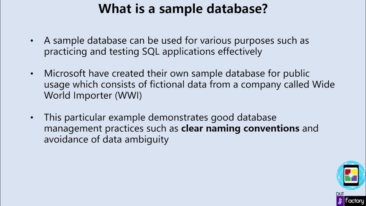 Setting up sample database in Microsoft SQL server #3 - YouTube