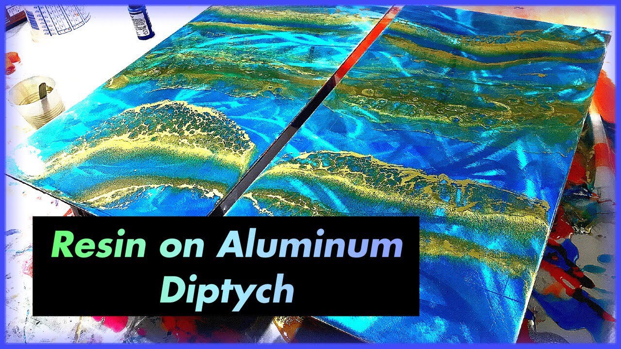 Resin On Aluminum Aluminum Resin Art Diptych- THIS ONE IS SHINY AND ...