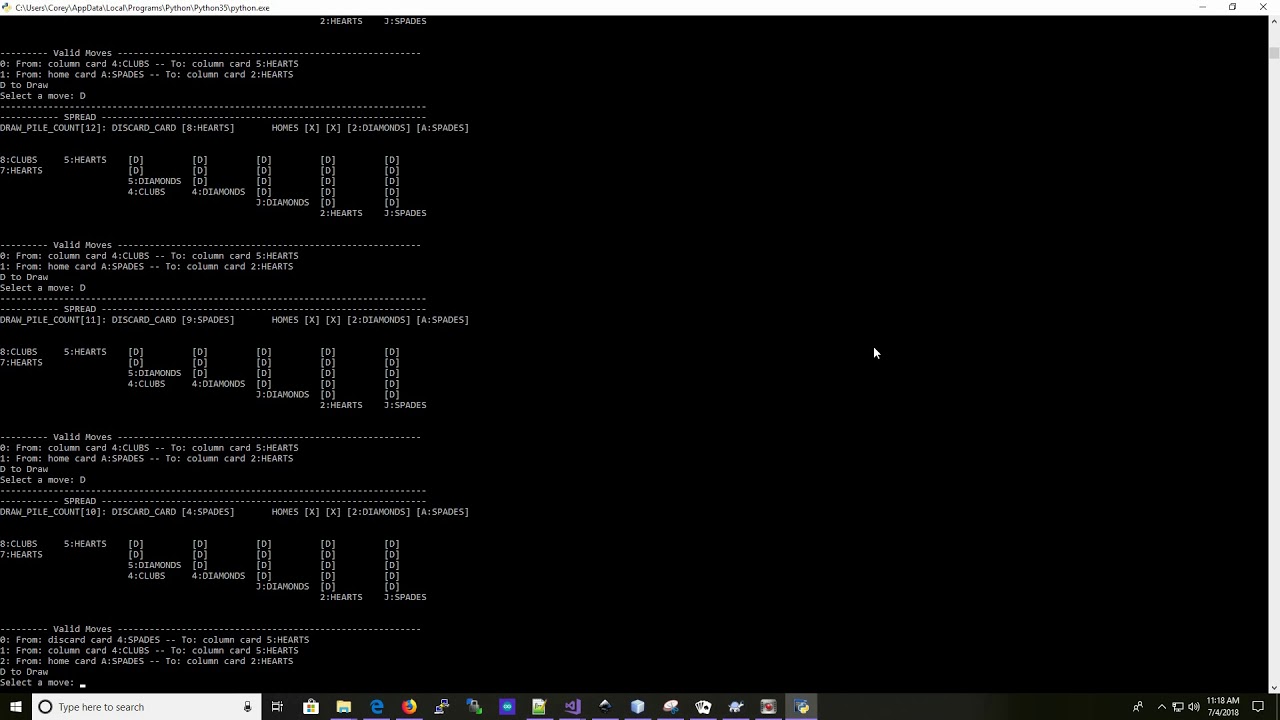 Command Line Solitaire - YouTube