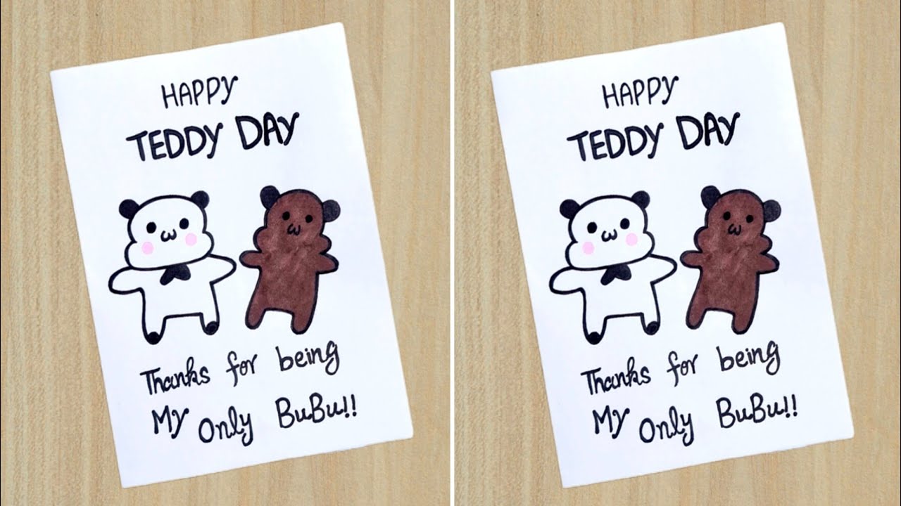 Teddy Day Card Idea🥰 //Happy Teddy Day Drawing //How to Draw Valentine ...