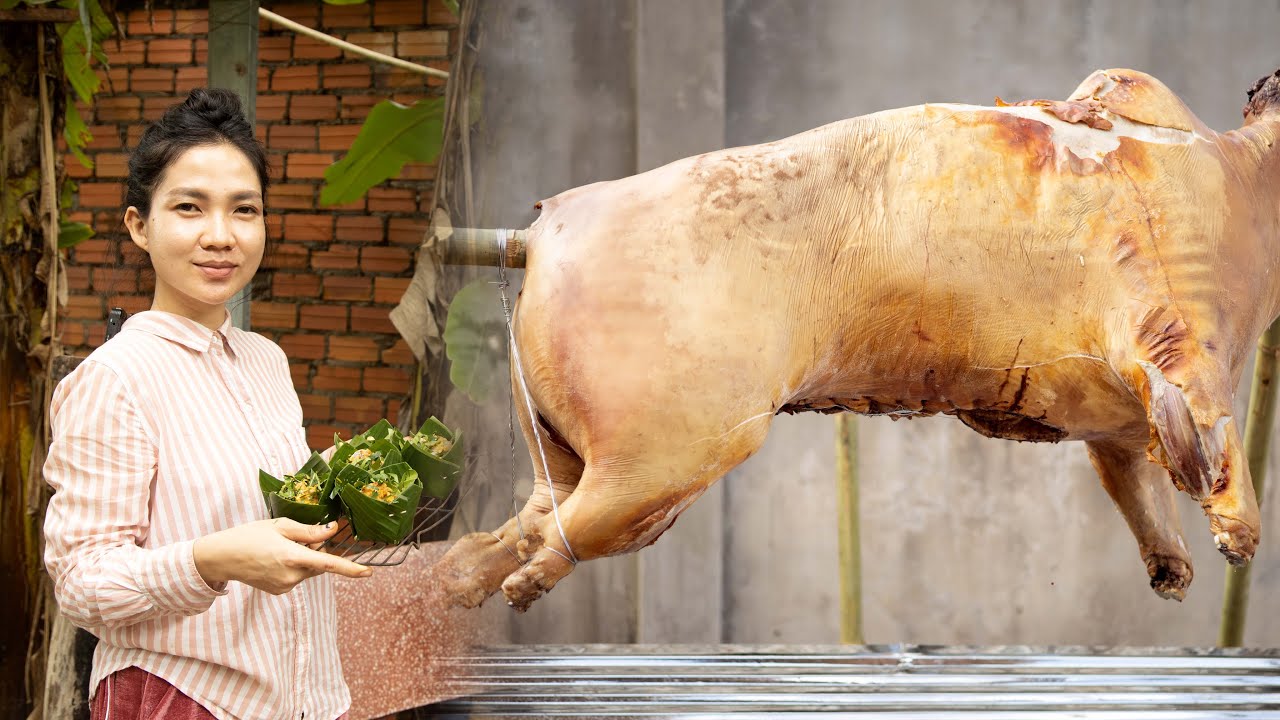 Roasting a Huge Bull In Village Cooking - YouTube