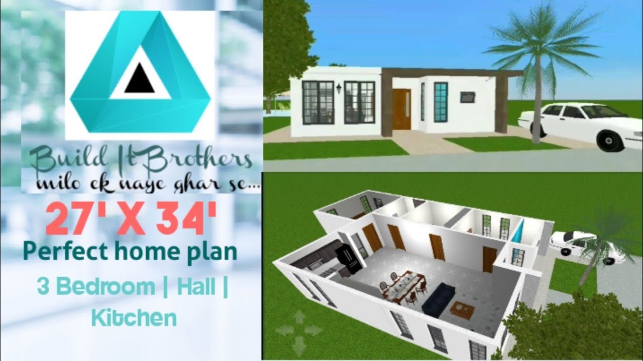 House plan design| 27× 34 ft| 3D home plan| Low budget houses| Best ...