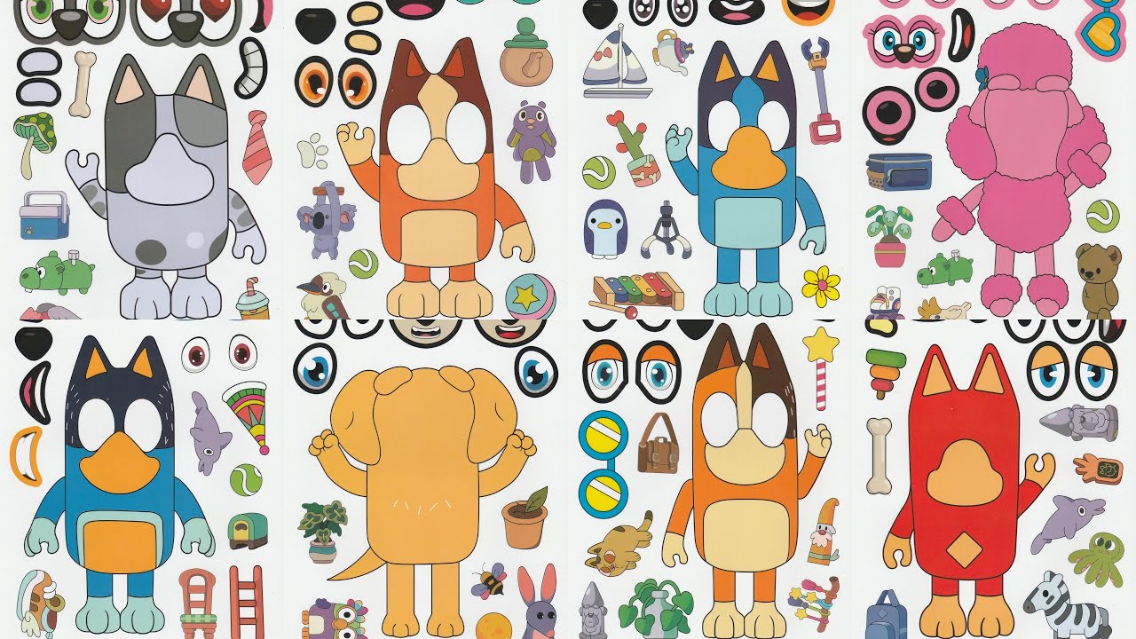 BLUEY Family & Friends Sticker Play Time🎈Coco🎈 Rusty🎈 - YouTube