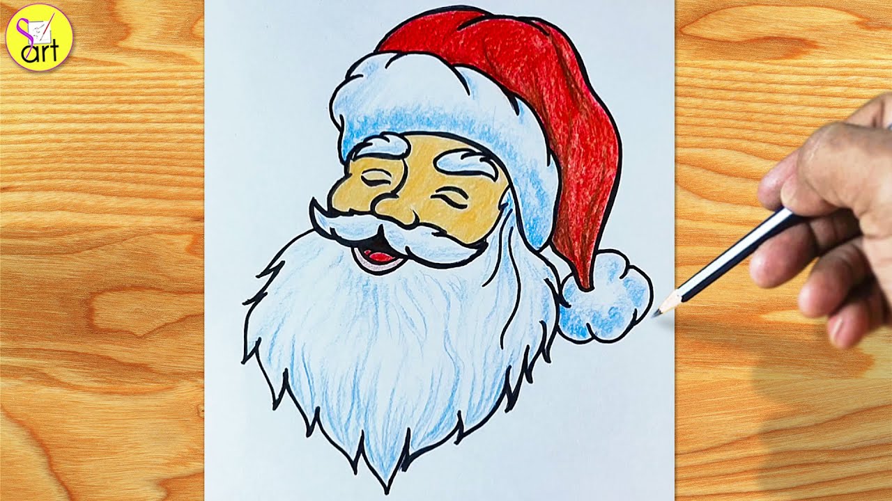 How to Draw Santa Claus Face Easily | Step-by-Step Christmas Drawing ...