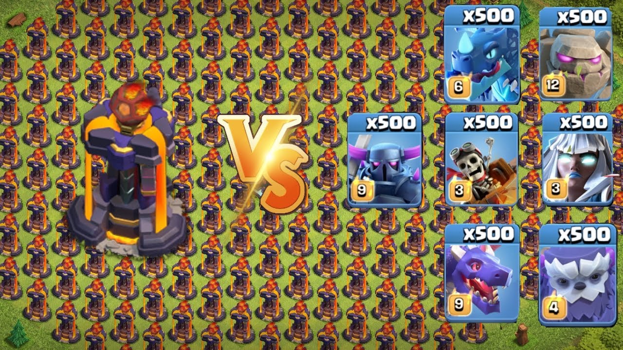 Full of inferno base vs 500 max troops |clash of clans - YouTube