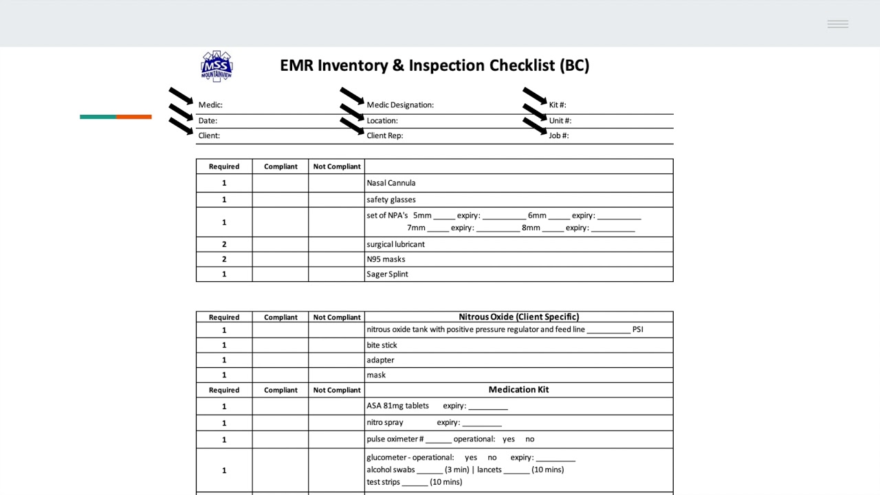 EMR Inventory & Inspection Checklist - YouTube