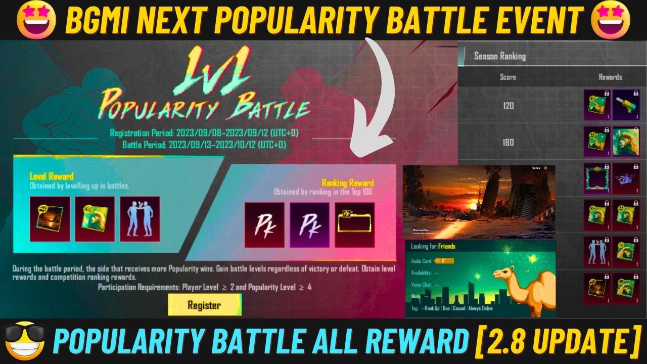 BGMI Next Popularity Battle | BGMI Popularity Battle Event Rewards ...