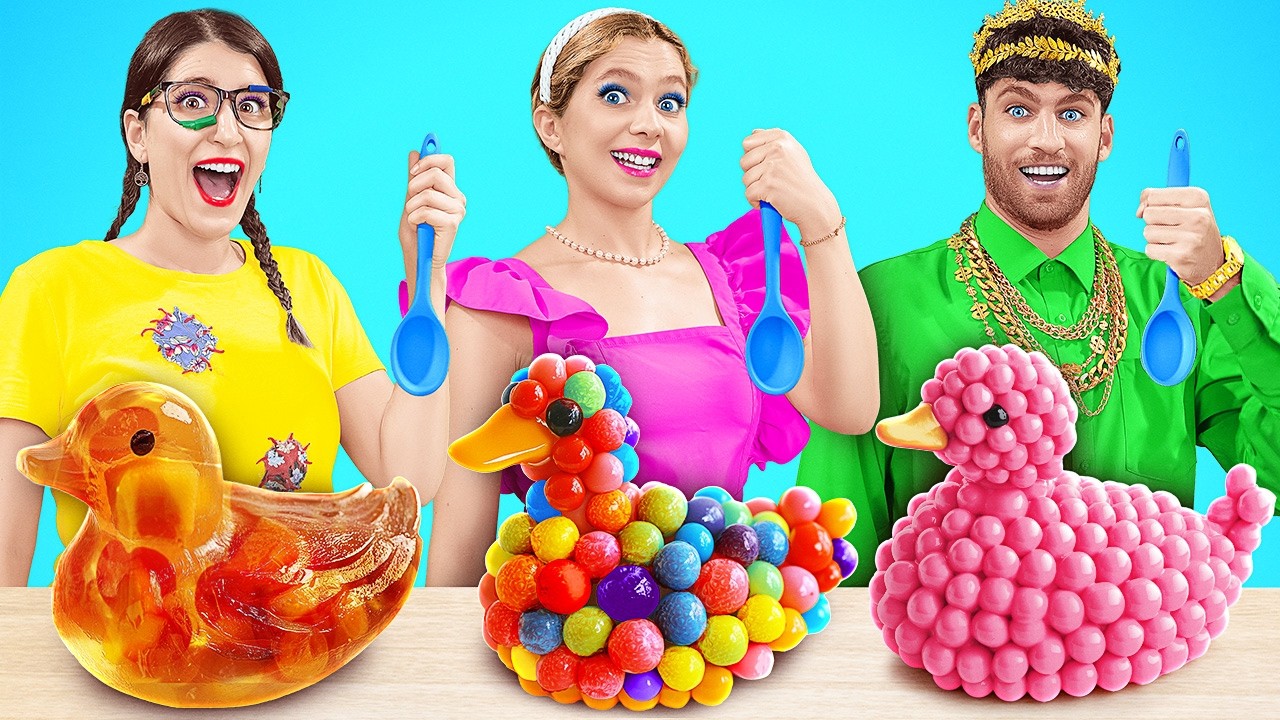 NEW 123 GO! Rich Vs Poor Vs Giga Rich Food Challenge! Awesome Cooking ...