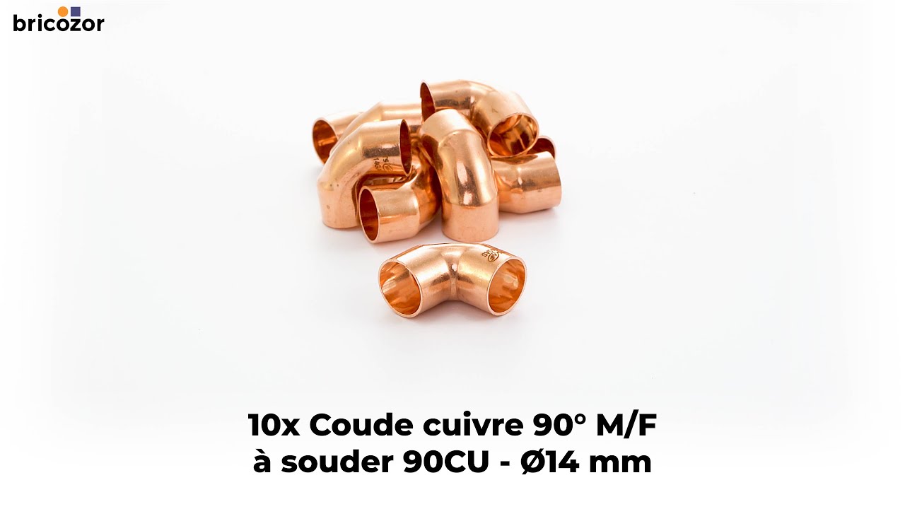 VIDÉO 360° - 10x Coude cuivre 90° M/F à souder 90CU - diamètre 14 mm ...