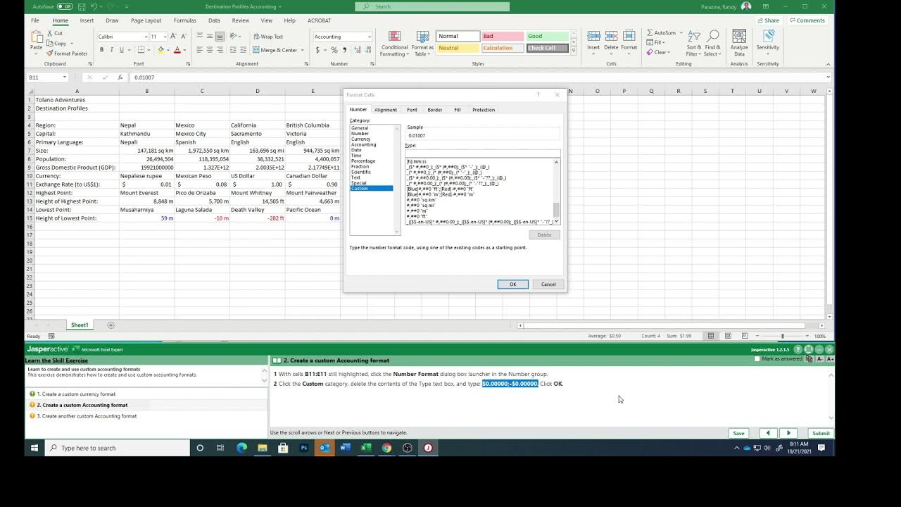 Excel Expert Lesson 1 3 Applying Custom Accounting Formats - YouTube