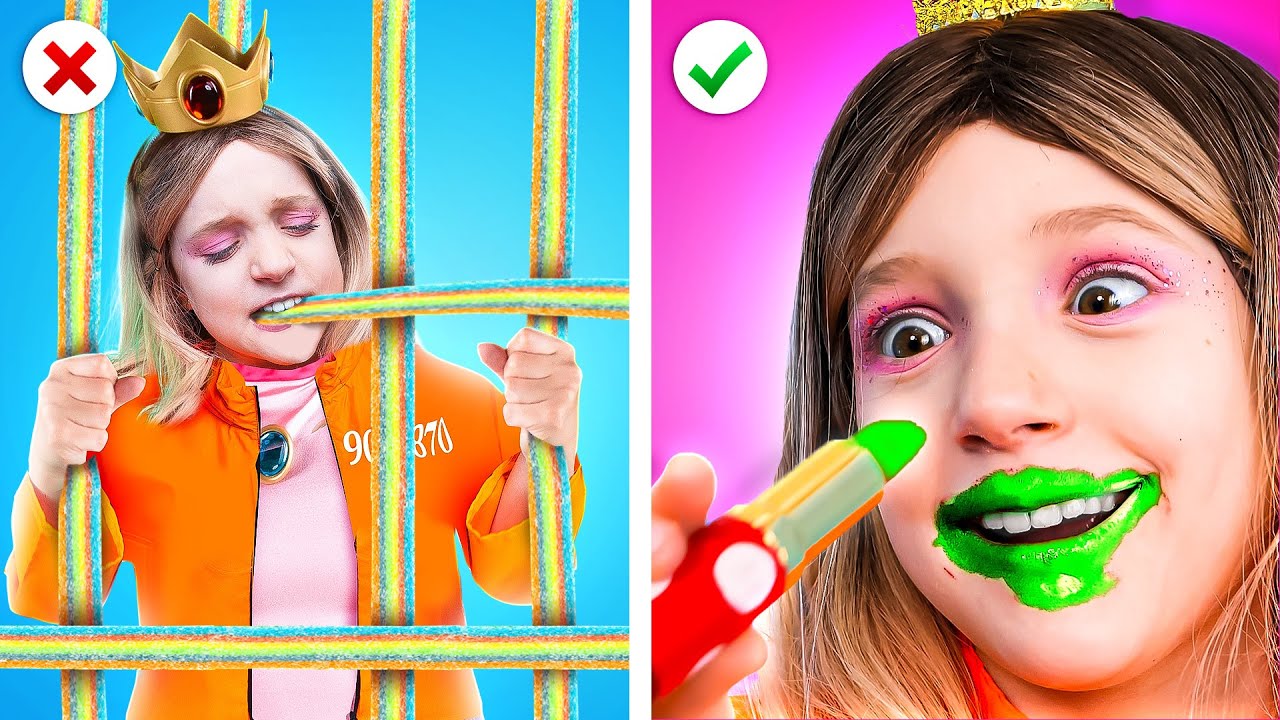 Princess Peach And Super Mario Sneak Food In Jail Awesome Food Hacks Youtube
