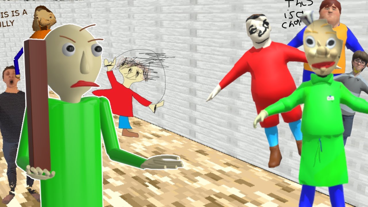 The Baldi characters and Baldi Scream characters in the school at the ...