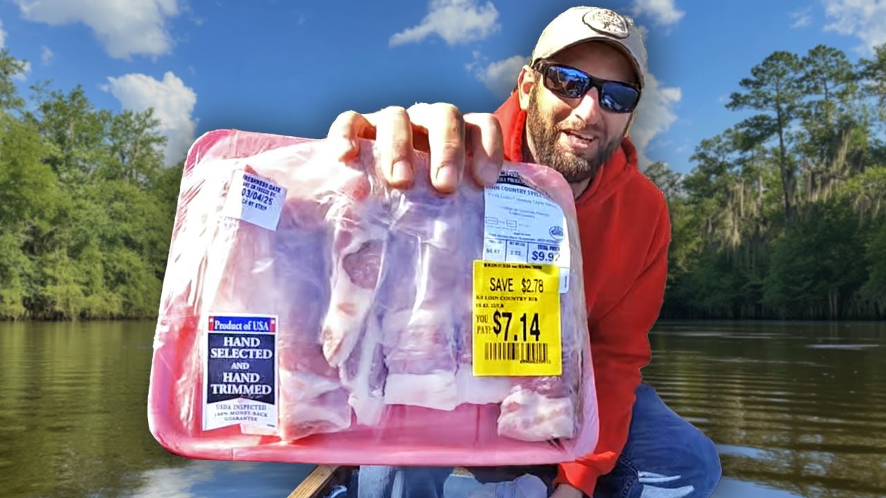 Fishing with a Discount Pack of PORK RIBS (Catch and Cook) - YouTube