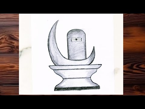 How to draw shivling with moon| shivling sketch step by step| Easy ...