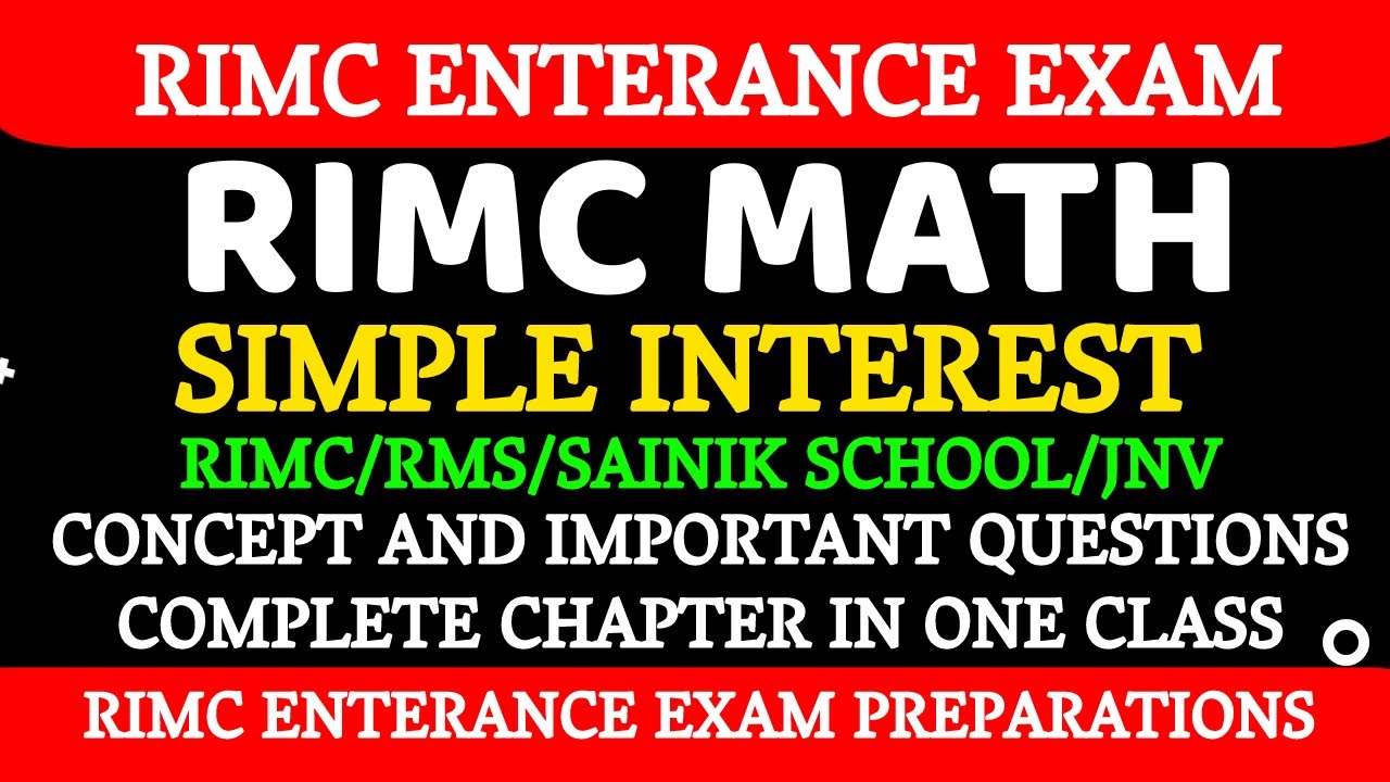 Simple Interest RIMC Maths | Sainik School | RIMC MATHS QUESTIONS ...