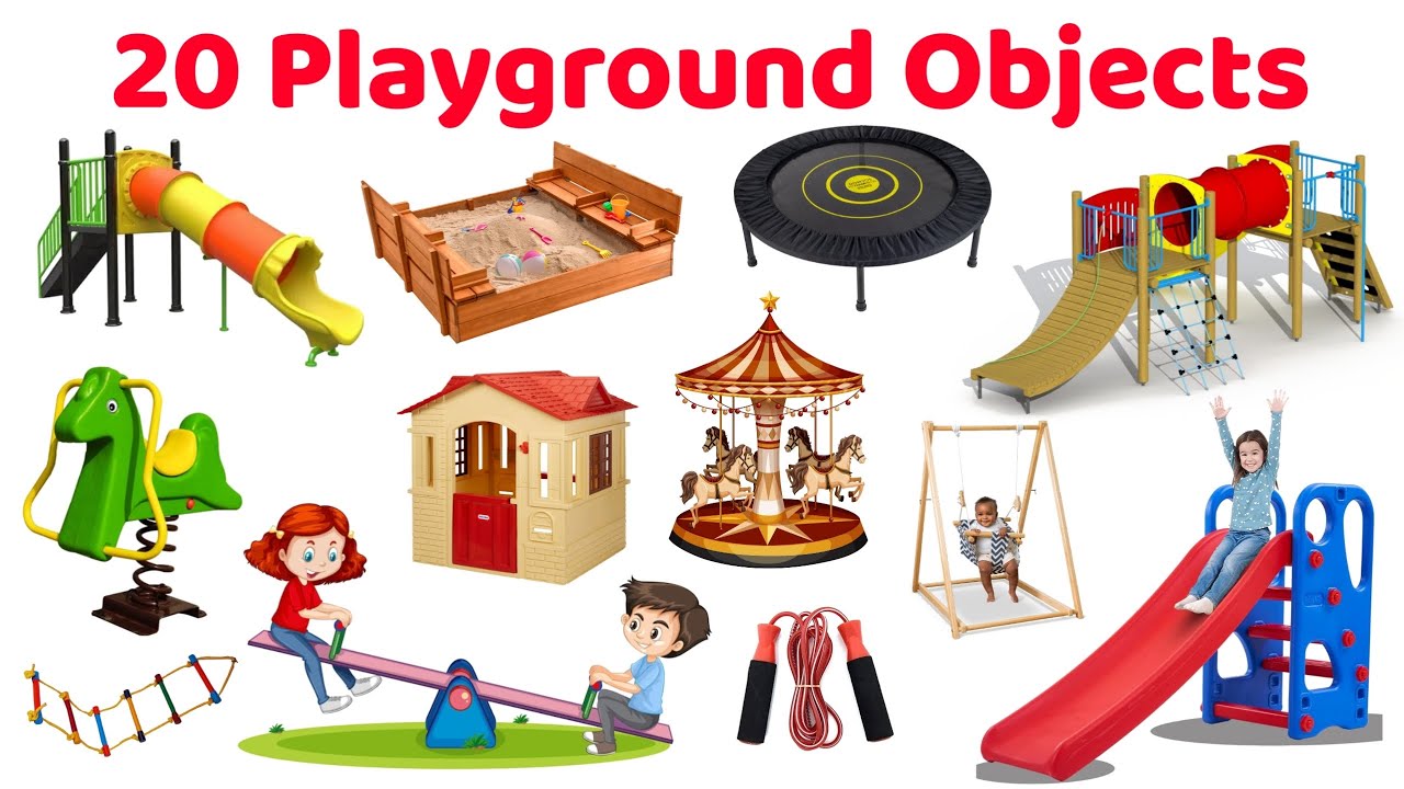 20 खेल मैदान की वस्तुओं के नाम | Learn 20 Playground Objects Name in ...