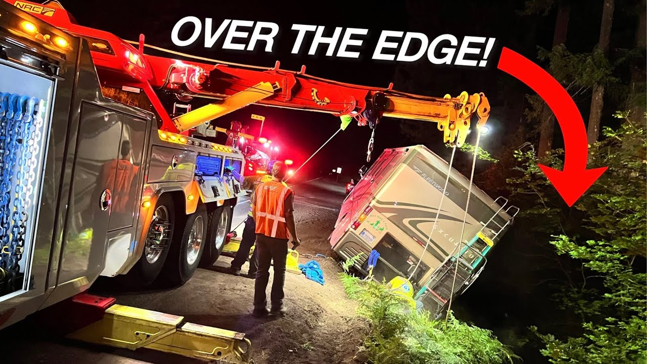 Huge Motorhome Goes Over The Edge! Can we save it?? - YouTube