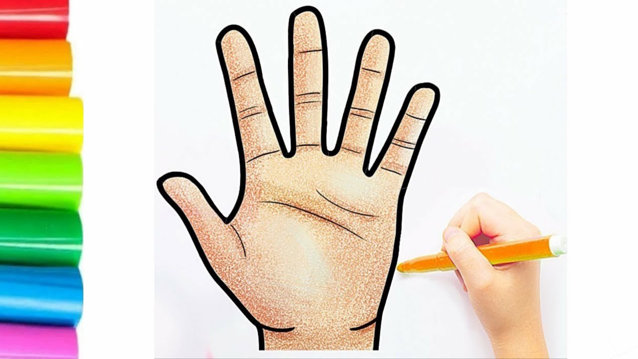 How to draw an easy hand. Drawing and Coloring for kids - YouTube