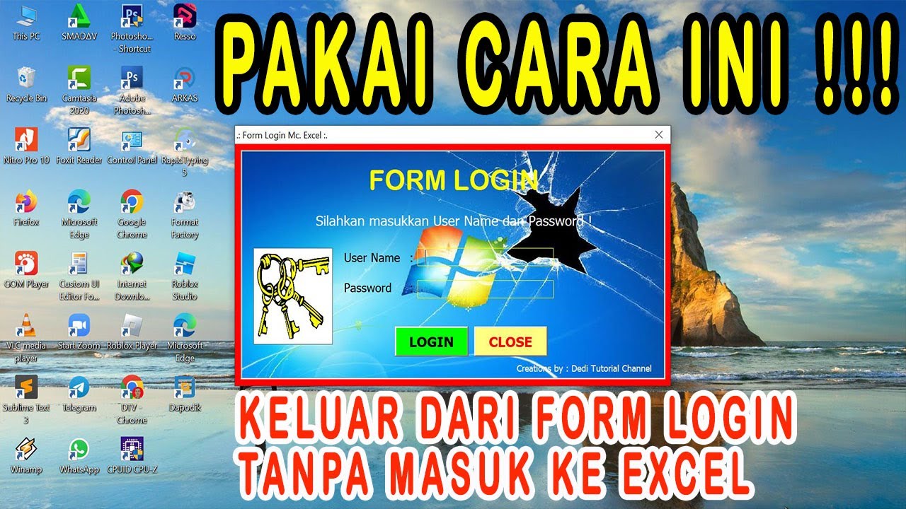 CARA MEMBUAT CLOSE FORM LOGIN EXCEL - YouTube