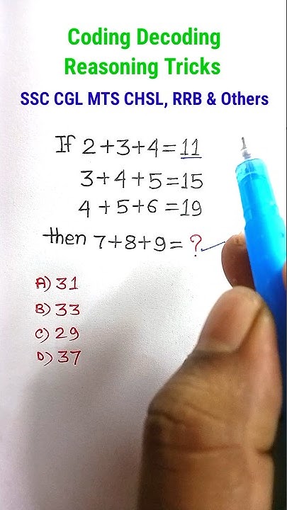Coding Decoding Coding Decoding Reasoning Tricks Reasoning For Ssc Gd Chsl Mts Wbpsc Shorts