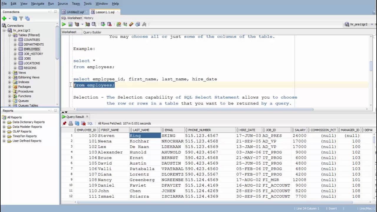 Lesson 1: Retrieving Data Using the SQL SELECT Statement - YouTube