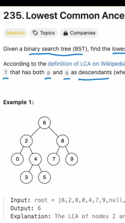 Lowest Common Ancestor of a BST #algorithm #leetcode #shorts #interview - YouTube