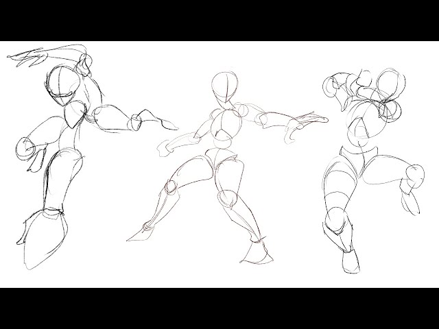 Female Fighting Poses Drawing