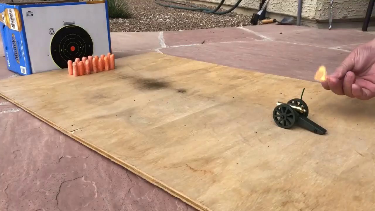 Mini Cannon Tech - M6 Field Cannon Shooting #12 shot into Enemy Carrots ...