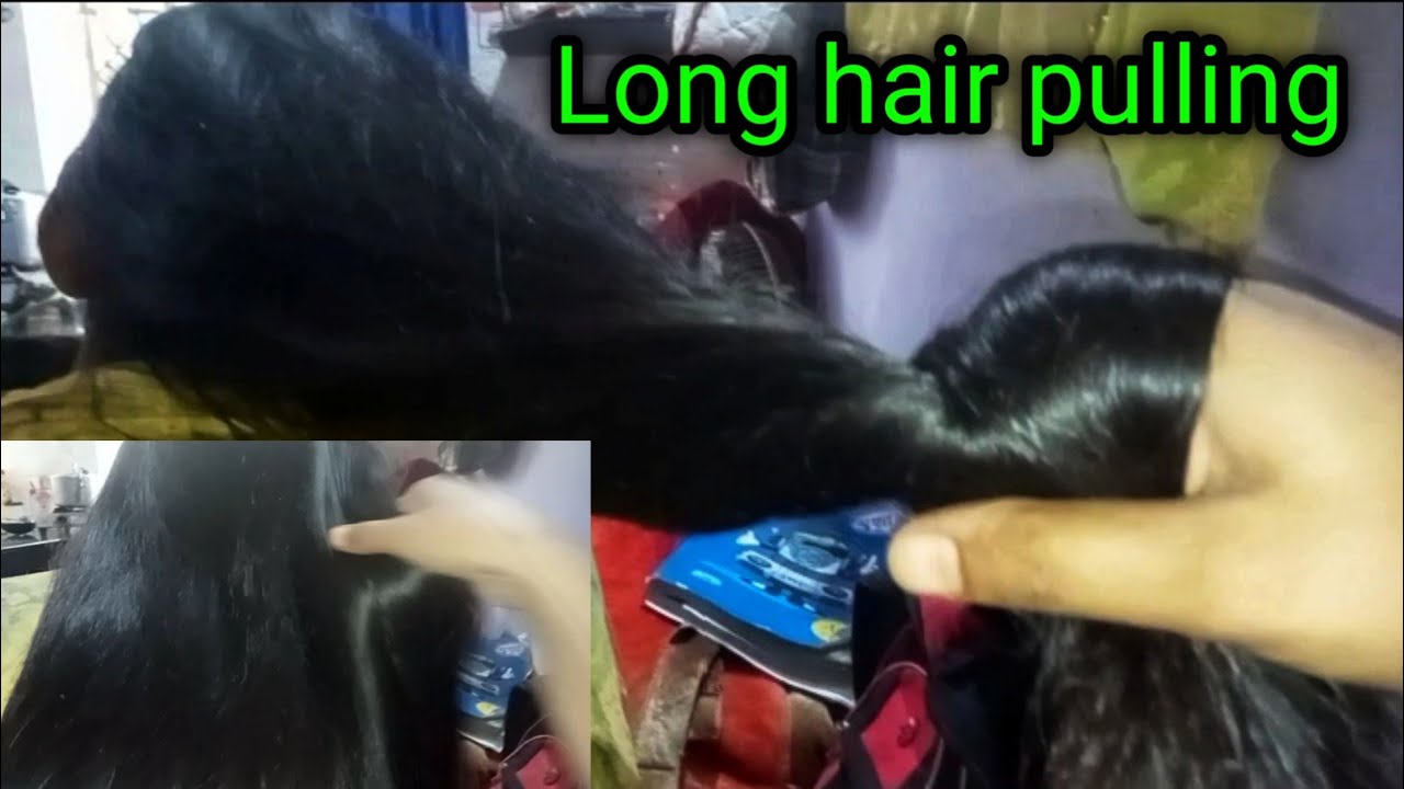 Long hair pulling / hair play / dry hair play/ Dry hair pulling - YouTube