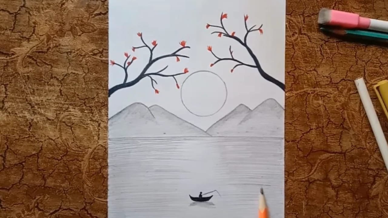 Easy river drawing || pencil sketch || pencil sketch drawing - YouTube