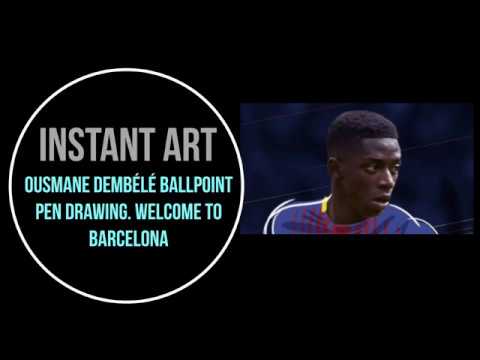 Ousmane Dembélé welcome to barca ballpoint pen drawing - YouTube