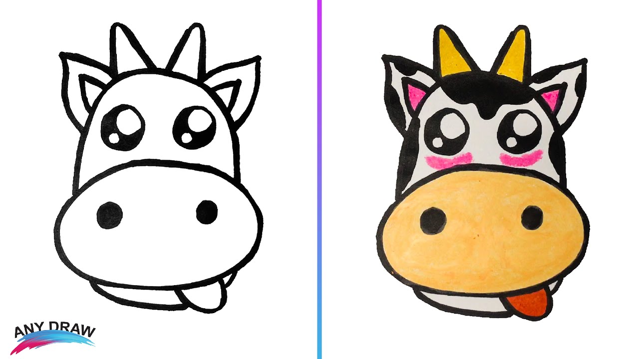 How to draw a Cow | Easy drawings - YouTube