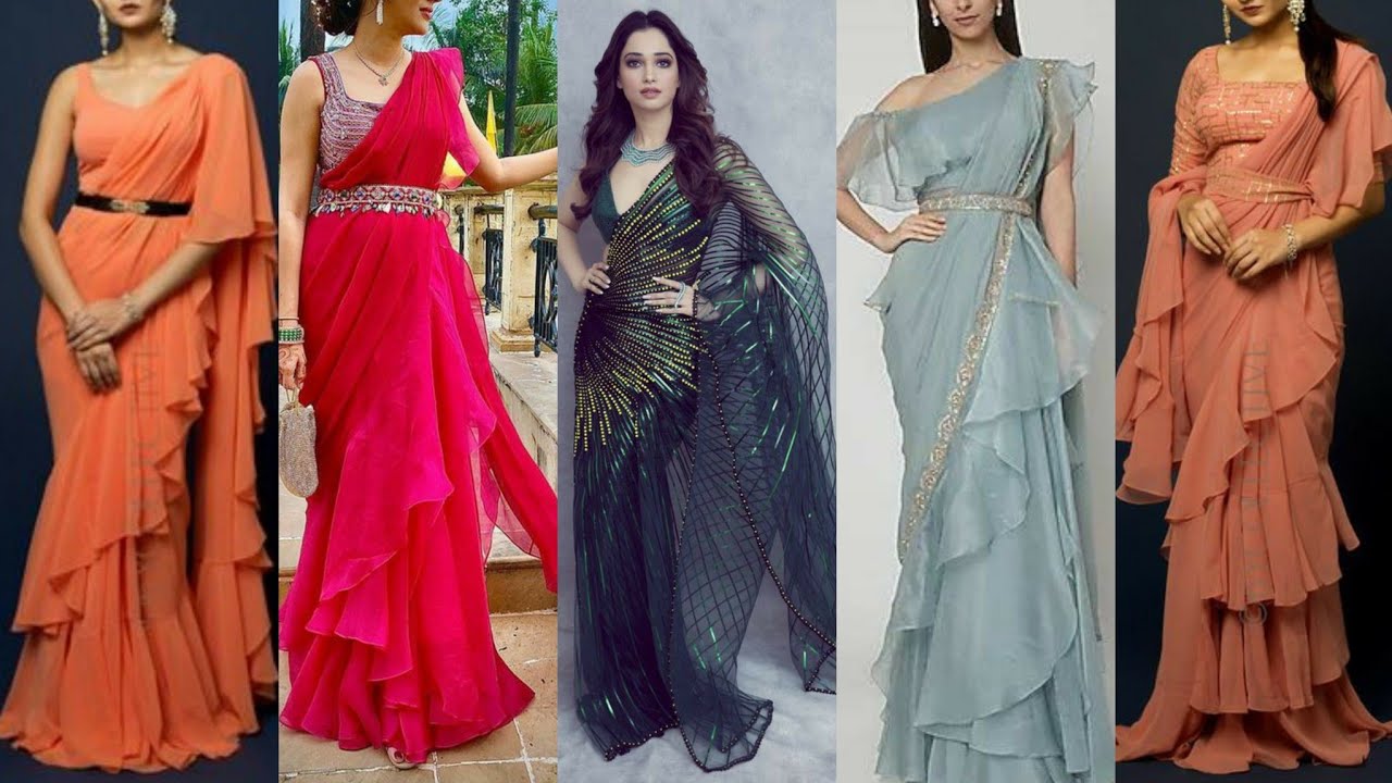 Latest Designer Saree 2021| Frill Saree | Sari/Sadi/Saree design - YouTube