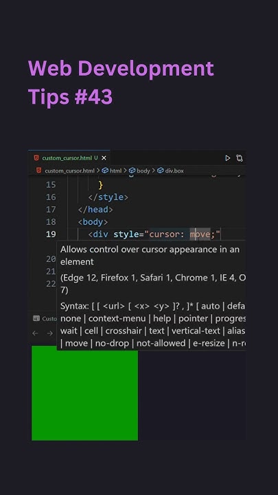 Custom Cursor In Css 🔥 Htmlcss Javascript Webdevelopment Shorts Youtube 6662