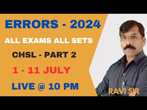 COMMON ERRORS of SSC - 2024 // All sets of CHSL (1 to 11 July, 2024) Part - 2 - YouTube