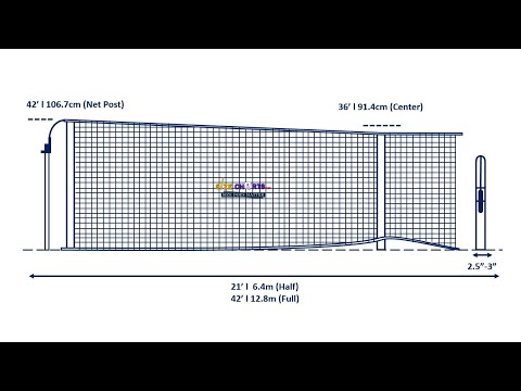 Lawn Tennis Net Size: Height & Mounting Guide Illustration - YouTube