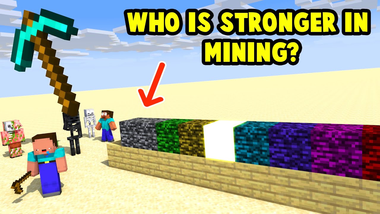 Monsters & Herobrine : WHO IS STRONGER IN MINING - Minecraft Animation ...