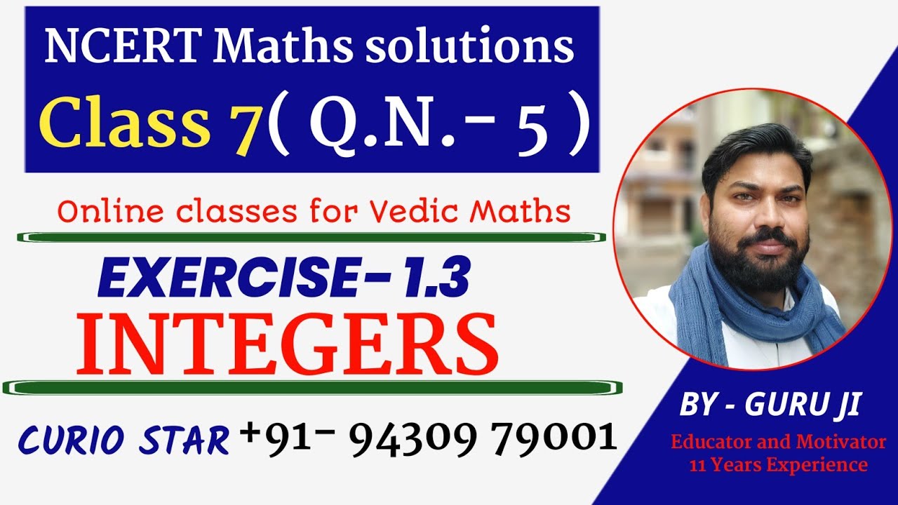 Class 7 maths | Ex. 1.3 Q5 Chapter:1 INTEGERS | Ncert Maths Class 7 ...