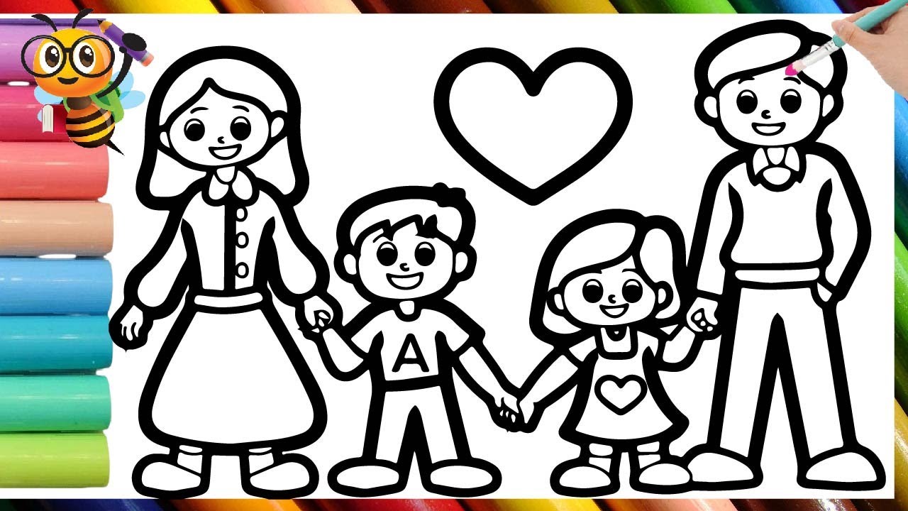 Happy Family Drawing, Painting, Coloring for Kids and Toddlers . How to ...