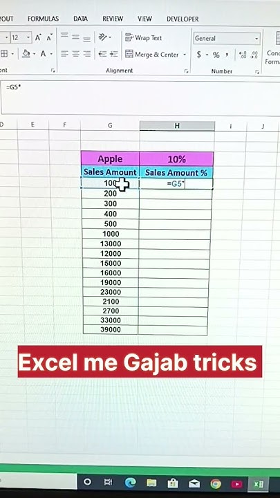 Add dynamic percentage in sales amount 🙀🙀 #focusinguide #shorts #exceltips #tricks - YouTube