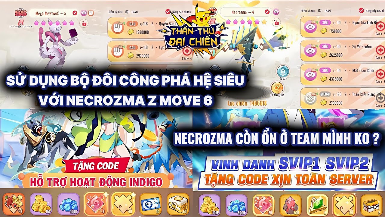 Thần Thú Đại Chiến : Up lại Necrozma Z Move VI công phá cùng Mega Mewtwo X | Code Indigo - Mừng ...