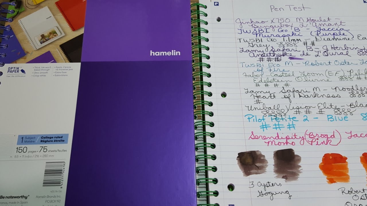 Pen & Ink Tests in Hamelin Optik Notebook - YouTube
