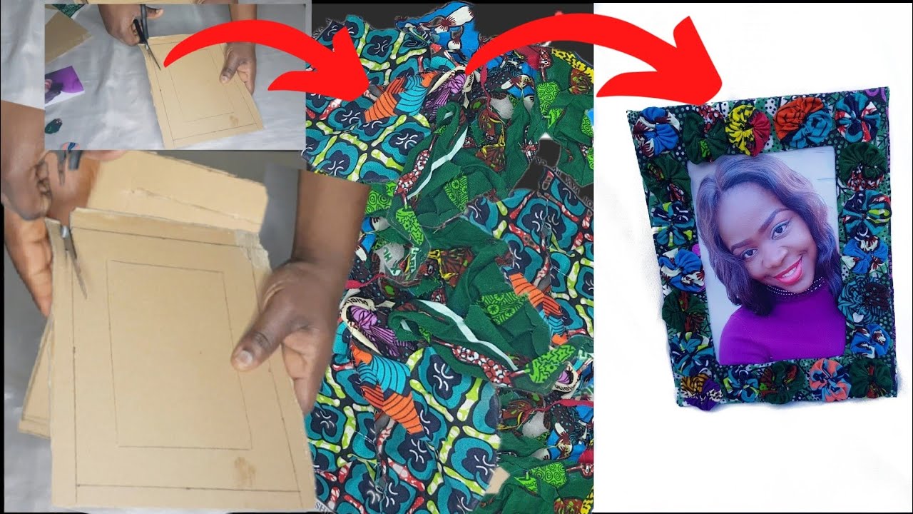 Photo Frame DIY From Cardboard and scrap fabric. How to make Ankara ...