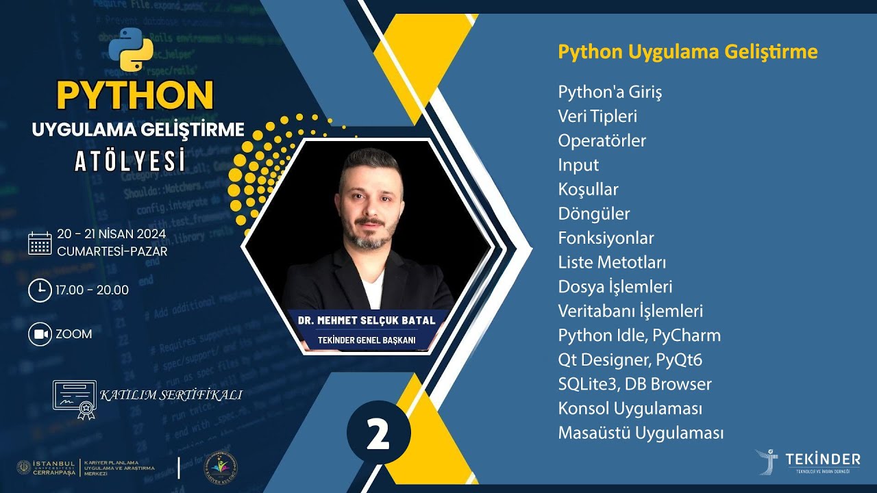 İÜC Python Uygulama Geliştirme Atölyesi 2 - Python Dersleri, Python Eğitimi - YouTube