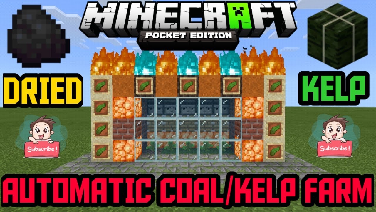 Automatic Coal/Kelp Farm In Minecraft PE - YouTube