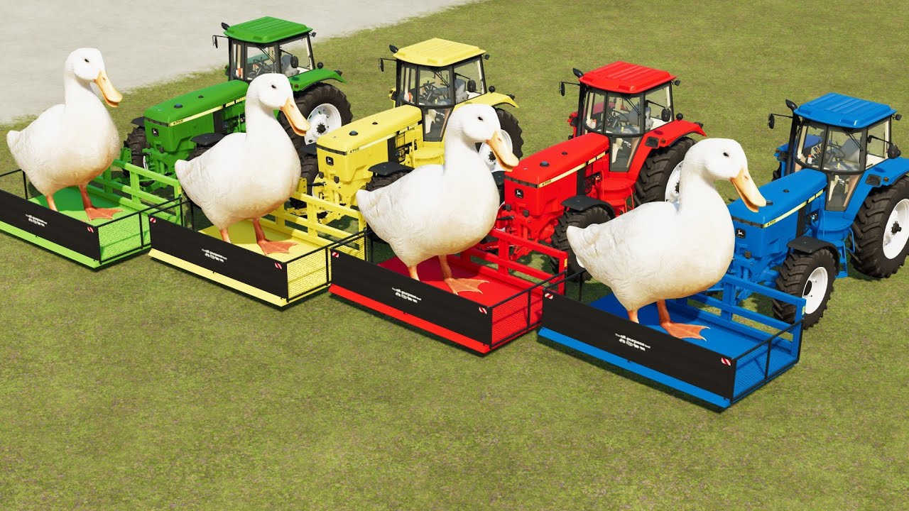 TRACTOR OF COLORS! BIG DUCK TRANSPORTING WITH JOHN DEERE TRACTOR ...
