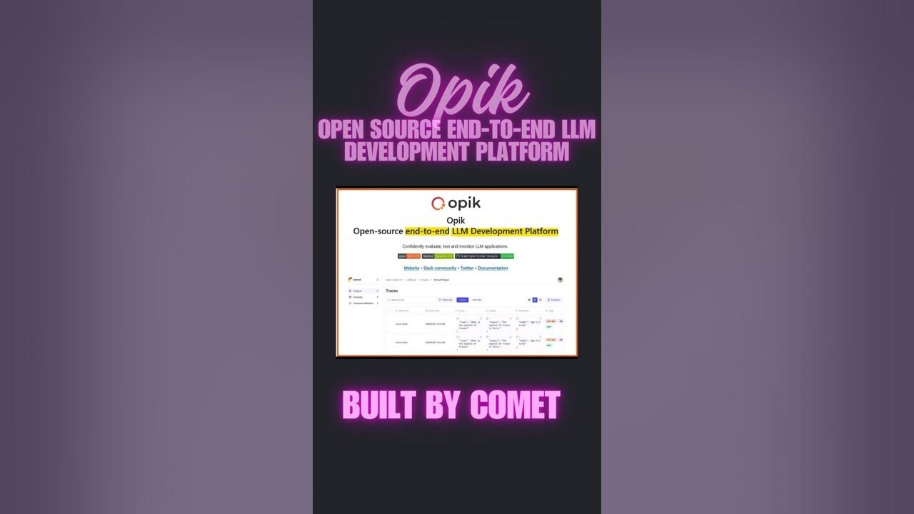OPIK Open source end to end LLM development platform. #llm #deeplearning #opik #shorts #trending ...