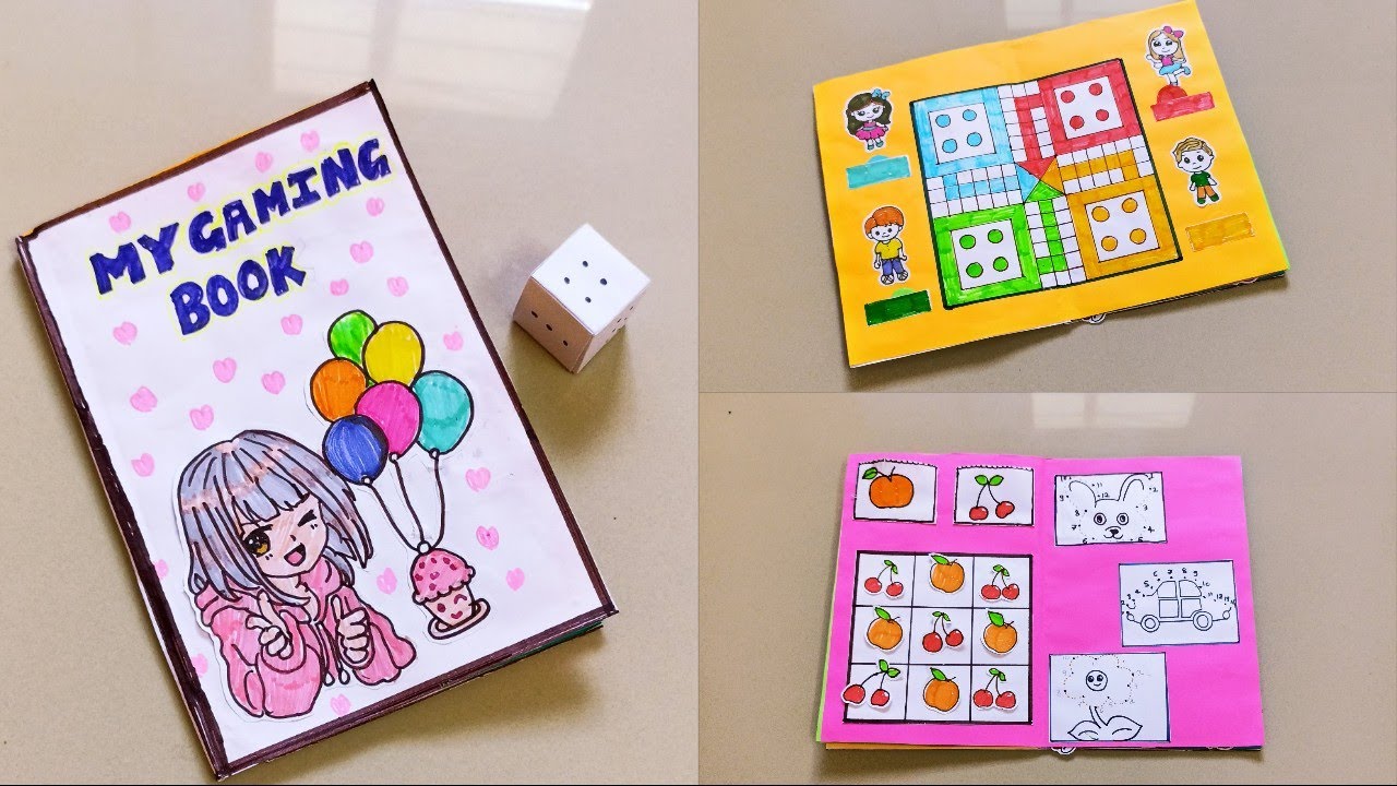8 games in one book / how to make paper gaming book / easy paper craft ...