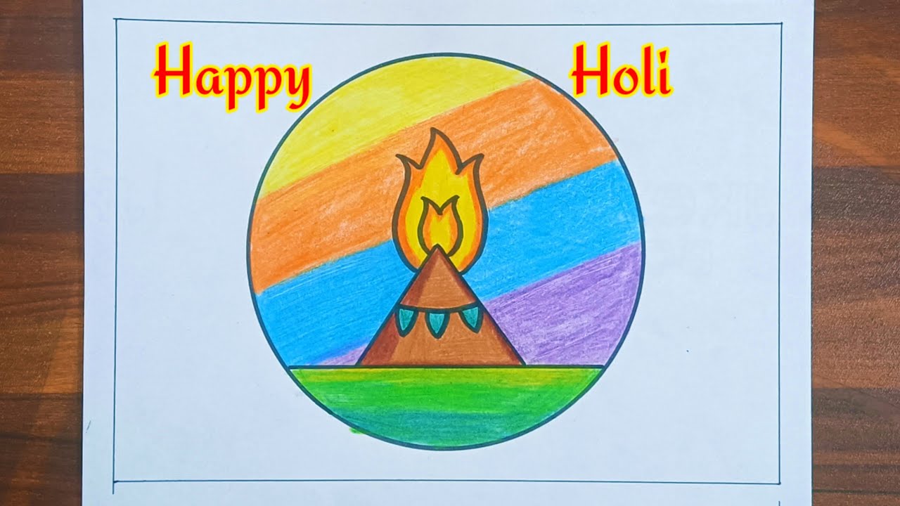 Holi Drawing Easy/Happy Holi Easy Drawing /Holika ka chitra/Holika ...