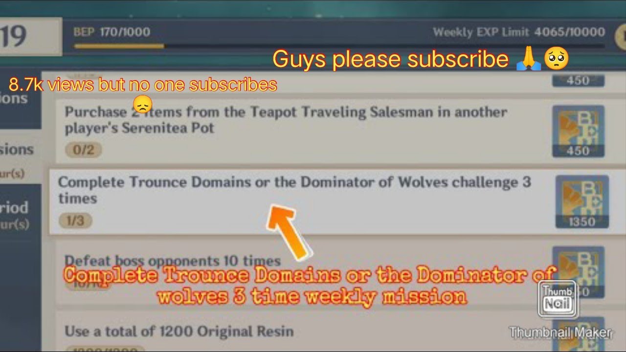 Trounce Domains or the dominator of wolves challenge 3 times weekly ...